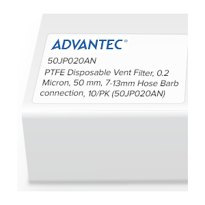PTFE Disposable Vent Filter, 0.2µm, 50mm, 7-13mm Hose Barb