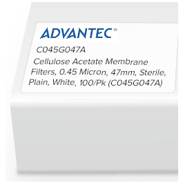 Cellulose Acetate Membrane Filters, 0.45 Micron, 47mm, Sterile, Plain ...