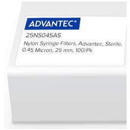 Advantec Nylon Syringe Filter, Sterile, 0.45µm, 25mm, 100/Pk