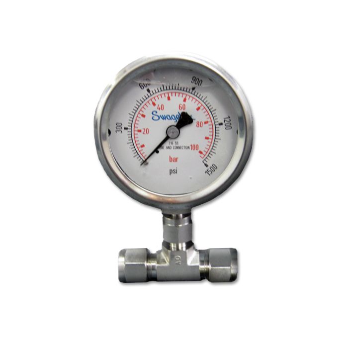 Pressure Gauge with "T" Fitting, 1500 psi, 3/8" Compression